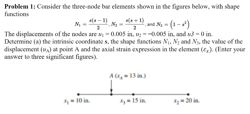 Solved Problem 1: Consider the three-node bar elements shown | Chegg.com