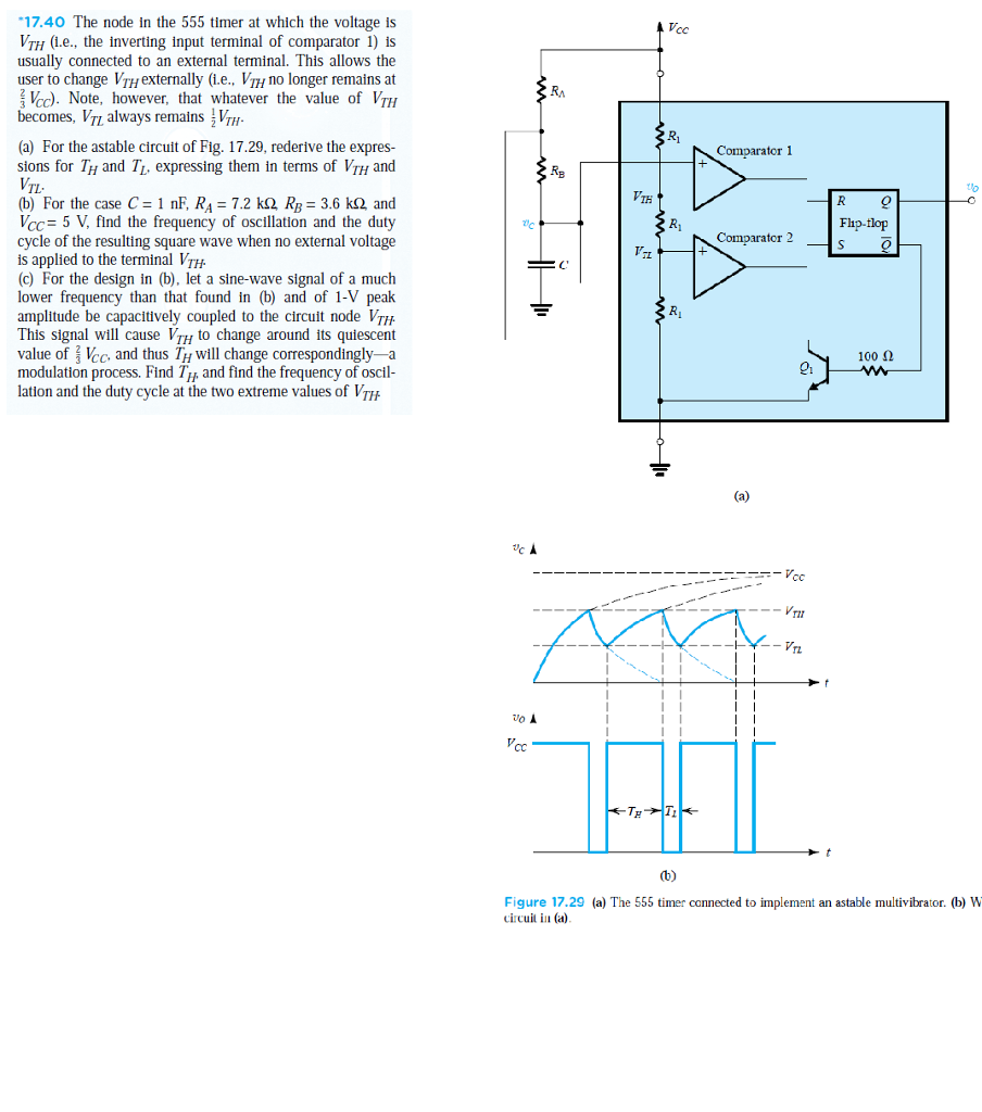Solved 17.40 The node in the 555 timer at which the voltage | Chegg.com