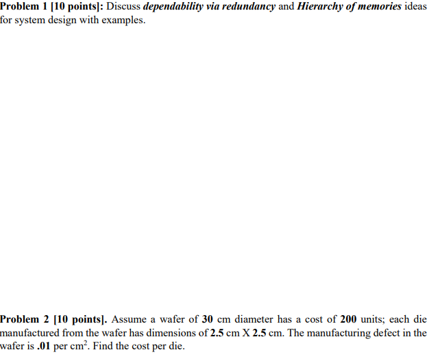 Solved Problem 1 [10 points]: Discuss dependability via | Chegg.com