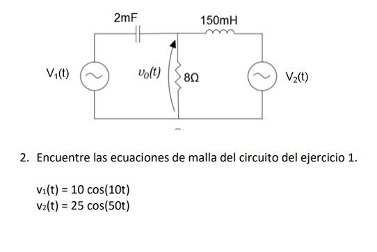 Solved 2 Encuentre Las Ecuaciones De Malla Del Circuito Del