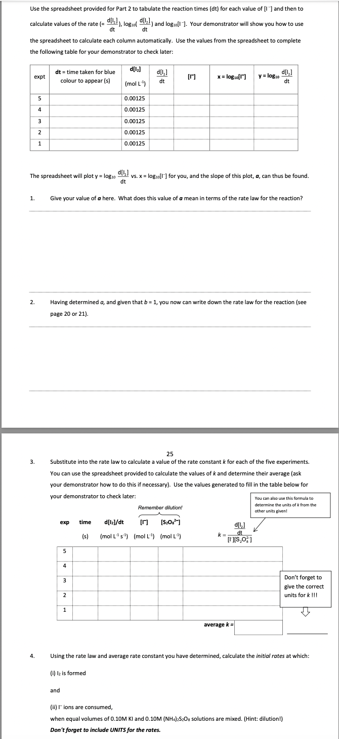 Use the spreadsheet provided for Part 2 to tabulate | Chegg.com