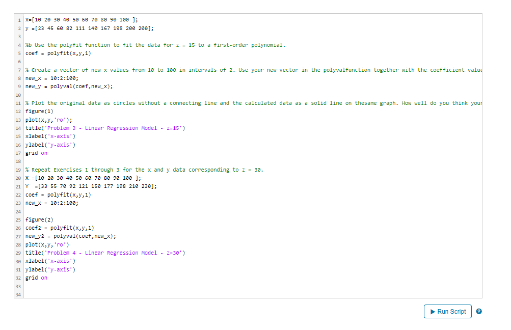 Solved PolyVal Function My Solutions > Create x and y | Chegg.com