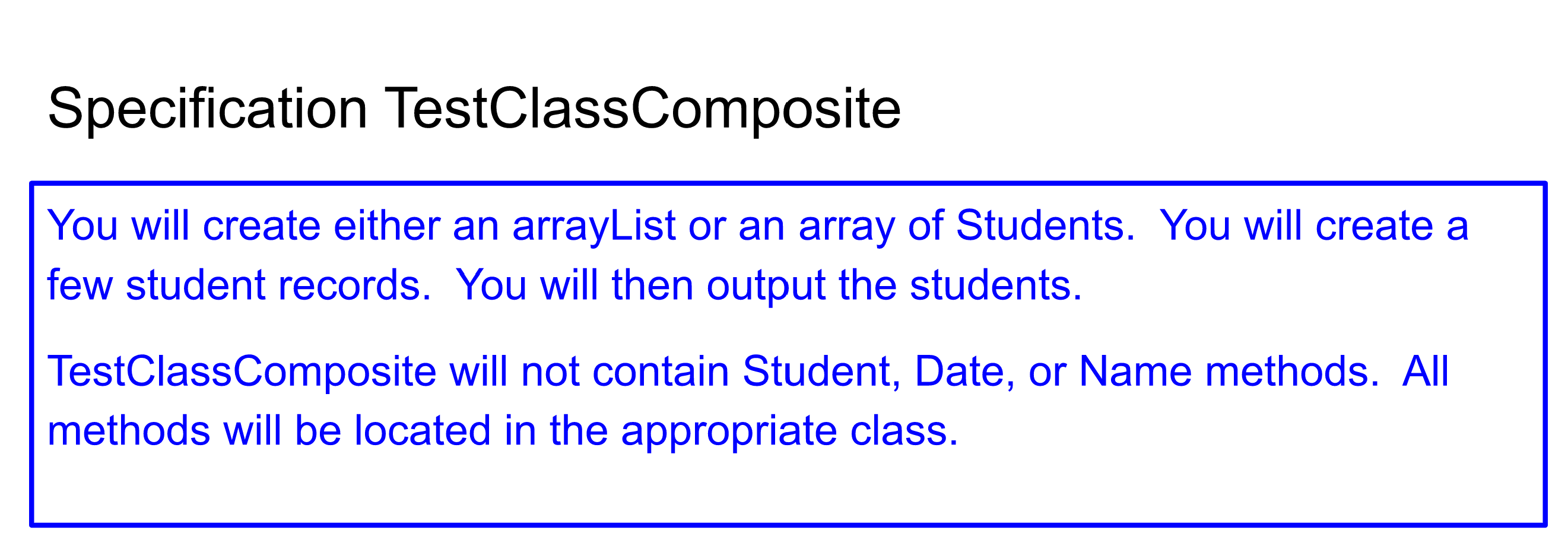 Solved Specifications You will create the following classes: | Chegg.com
