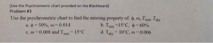 Solved Use the psychrometric chart to find the missing | Chegg.com