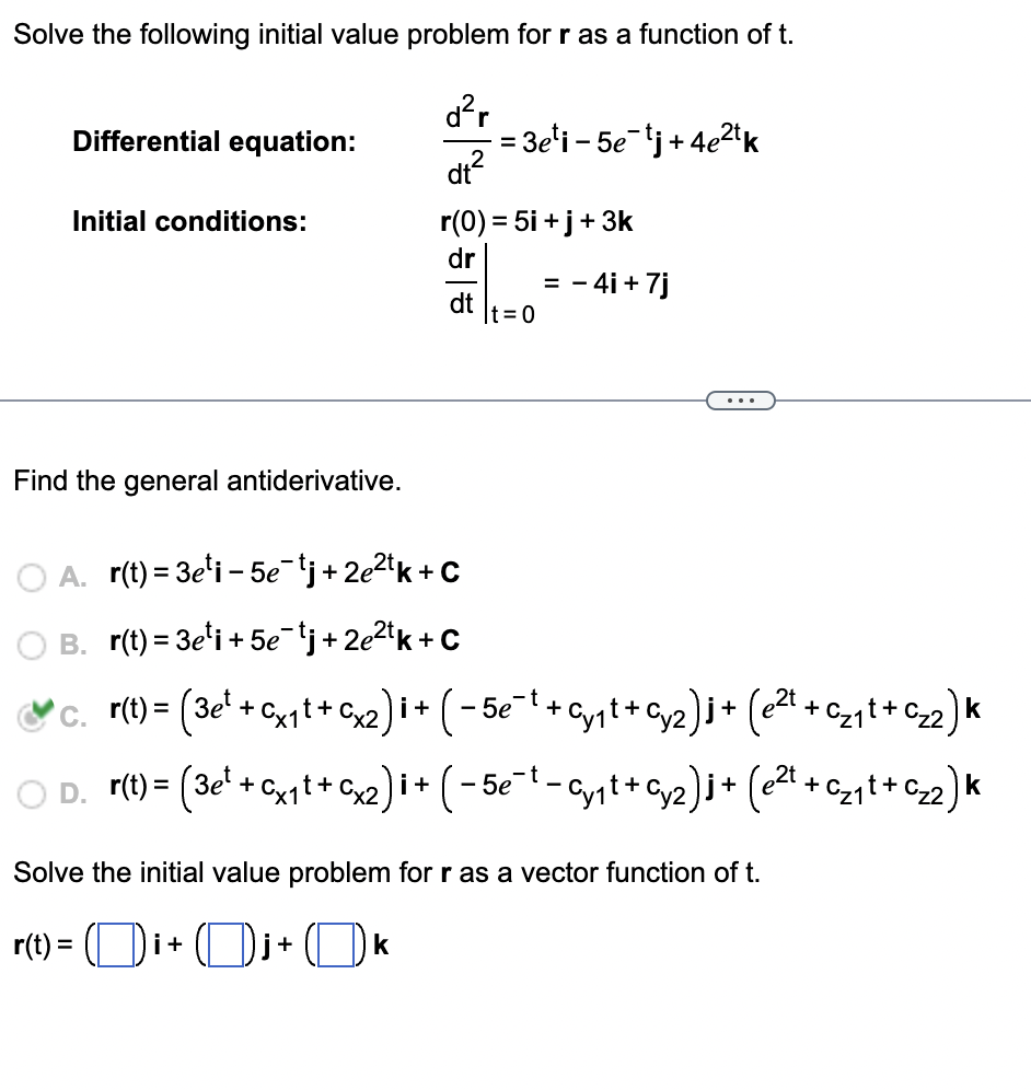 Solved Solve the following initial value problem for r as a | Chegg.com
