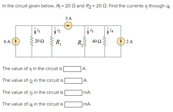 Solved In the circuit given below, R1=20Ω and R2=20Ω. Find | Chegg.com