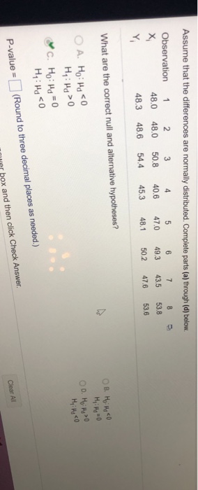 Solved Assume that the differences are normally distributed. | Chegg.com