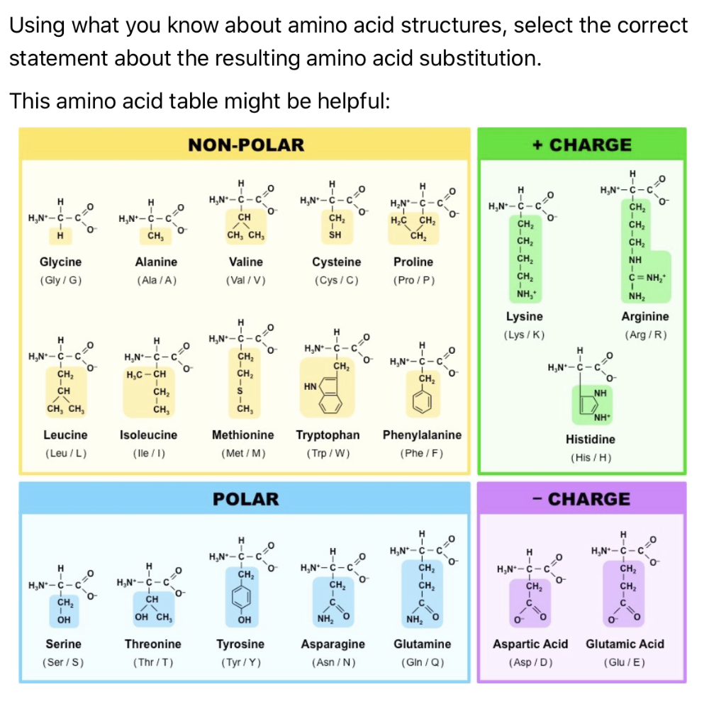 Solved Select one: a. negatively charged R group in | Chegg.com
