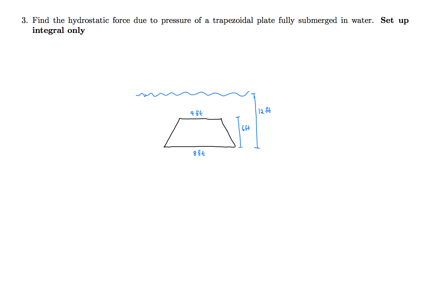 Solved 3. Find the hydrostatic force due to pressure of a | Chegg.com