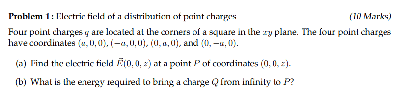 Solved Problem 1: Electric field of a distribution of point | Chegg.com