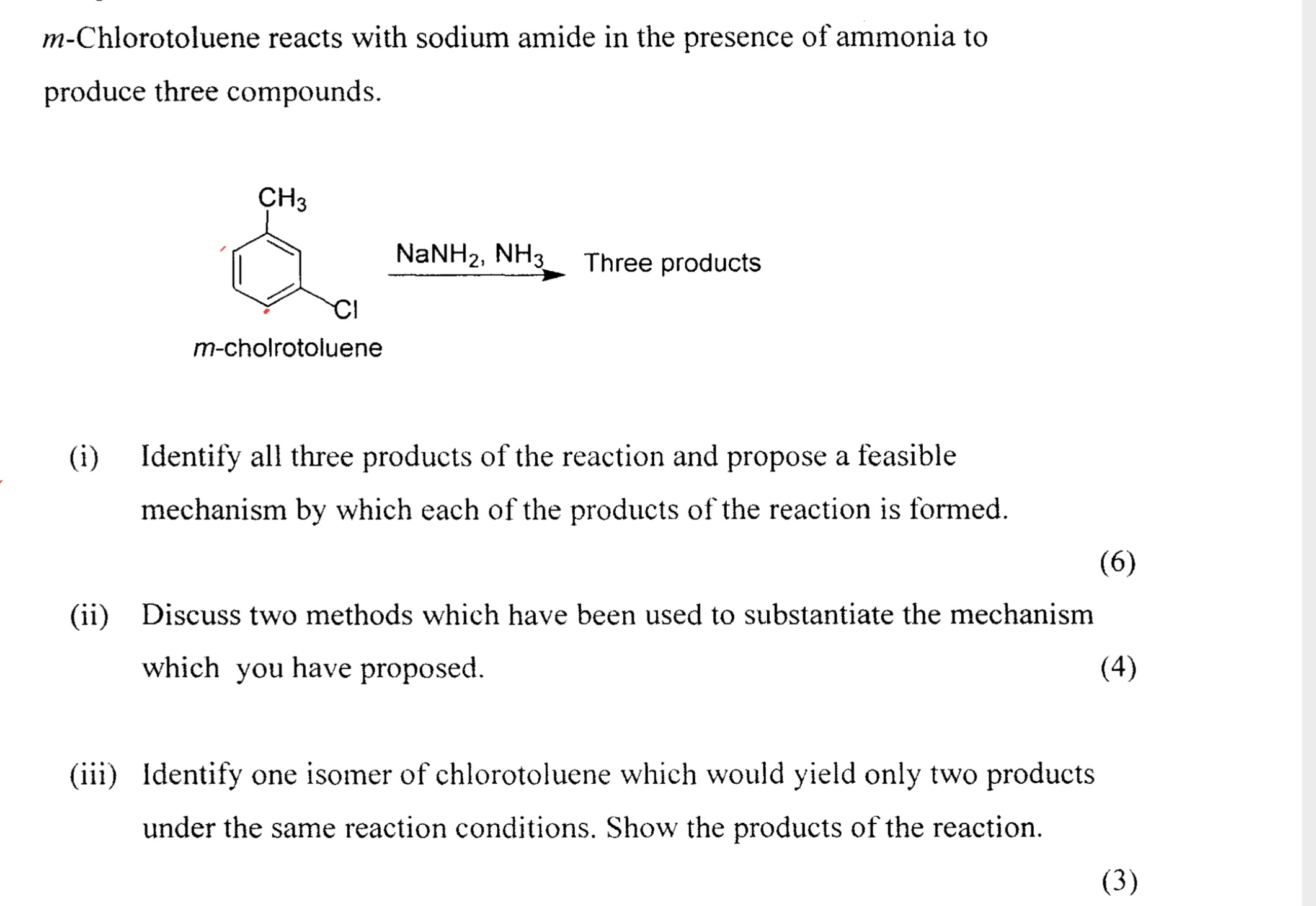 Solved (a) m-Chlorotoluene reacts with sodium amide in the | Chegg.com