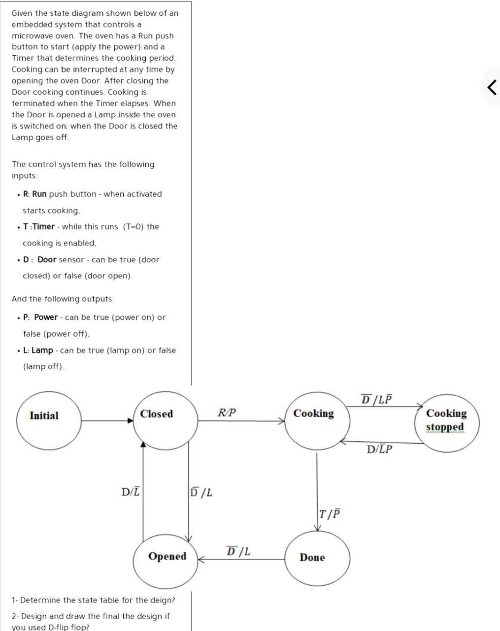 Solved Given the state diagram shown below of an embedded | Chegg.com