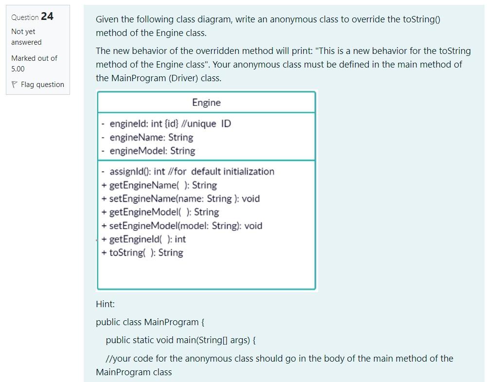 Solved Question 24 Not yet answered Given the following | Chegg.com