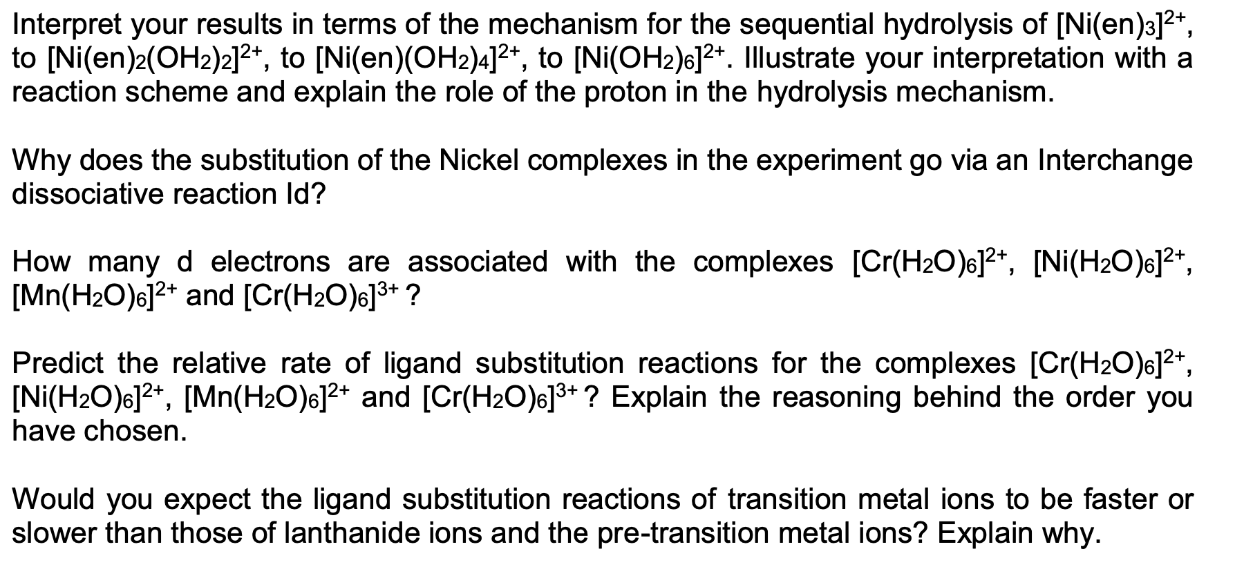 Solved Interpret your results in terms of the mechanism for | Chegg.com