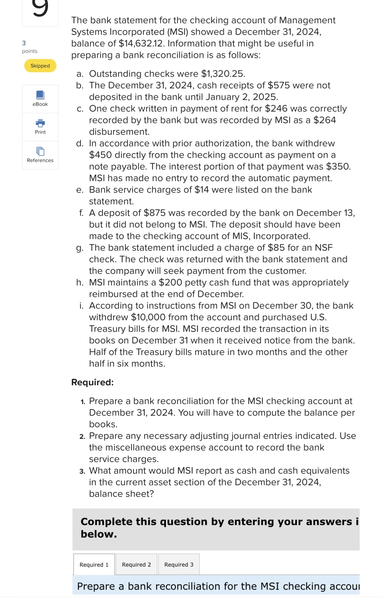 Solved The bank statement for the checking account of | Chegg.com