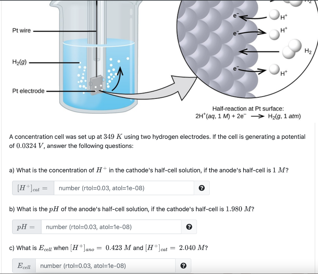Solved Ht Pt wire Ht H2 H2(g) H+ Pt electrode Half-reaction | Chegg.com