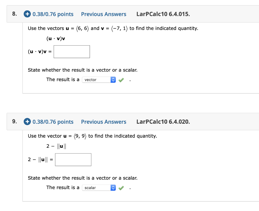 Solved 8. 0.38/0.76 points LarPCalc10 6.4.01 5. Previous | Chegg.com