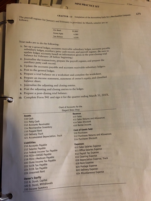 In College accounting 13th edition, mini practice set | Chegg.com