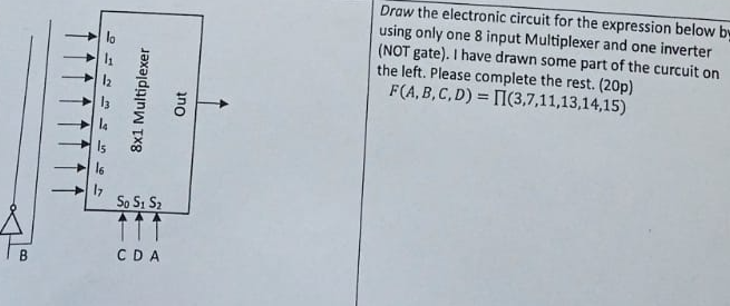 Solved Draw the electronic circuit for the expression below | Chegg.com