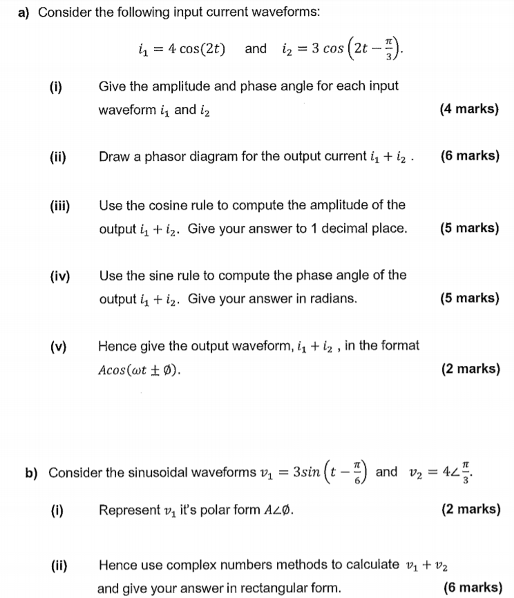 Solved a) Consider the following input current waveforms: iz | Chegg.com