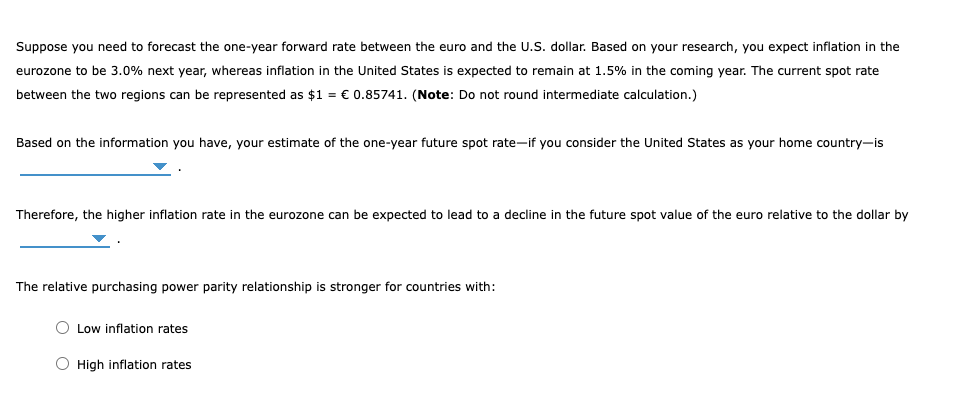 Suppose you need to forecast the one-year forward | Chegg.com