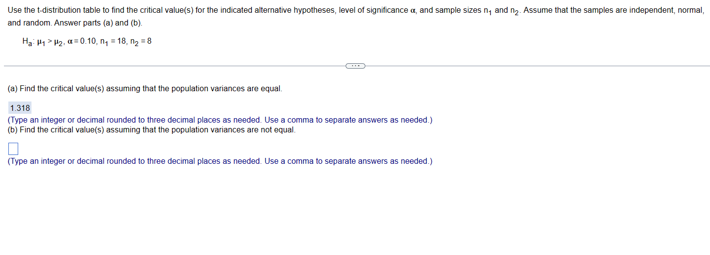 Solved Use the t-distribution table to find the critical | Chegg.com