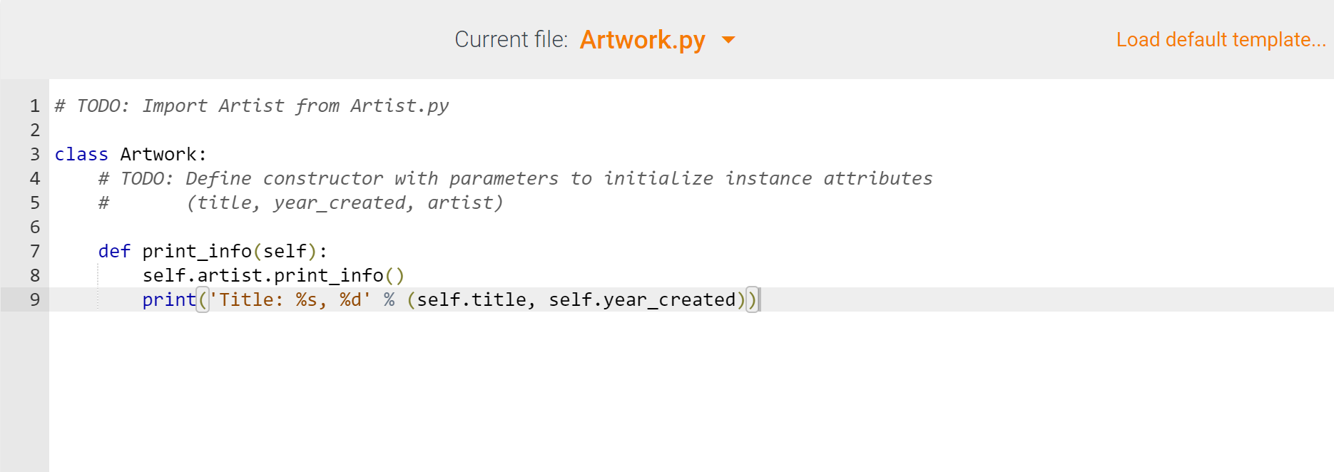 Solved Define the Artist class in Artist.py with | Chegg.com