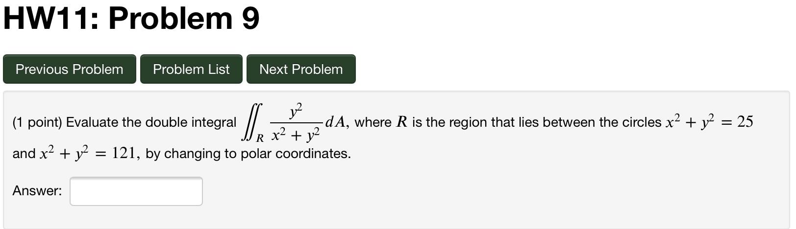 Solved HW11: Problem 9 Previous Problem Problem List Next | Chegg.com