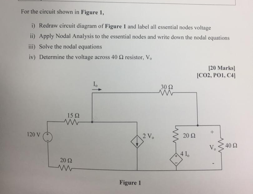 Solved For the circuit shown in Figure 1, i) Redraw circuit | Chegg.com