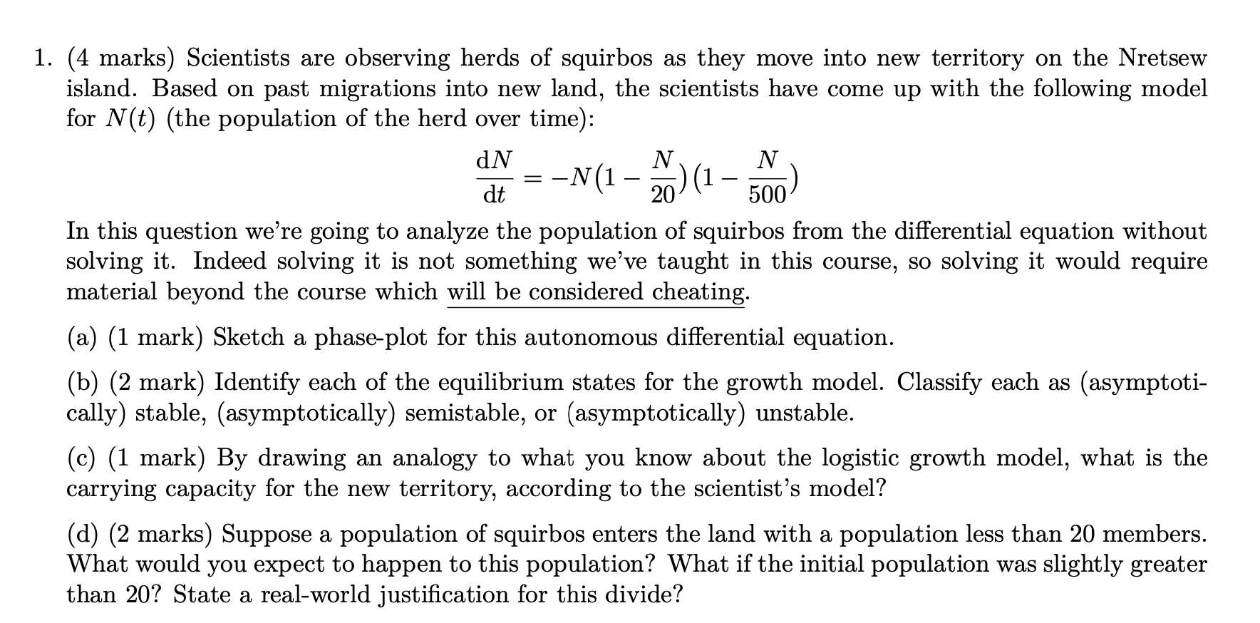 1. (4 ﻿marks) ﻿Scientists are observing herds of | Chegg.com