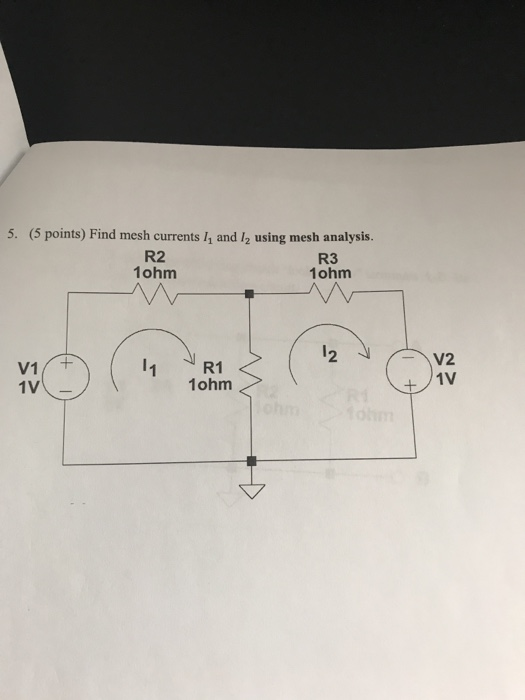 Solved 5. (5 points) Find mesh currents I1 and /2 using mesh | Chegg.com