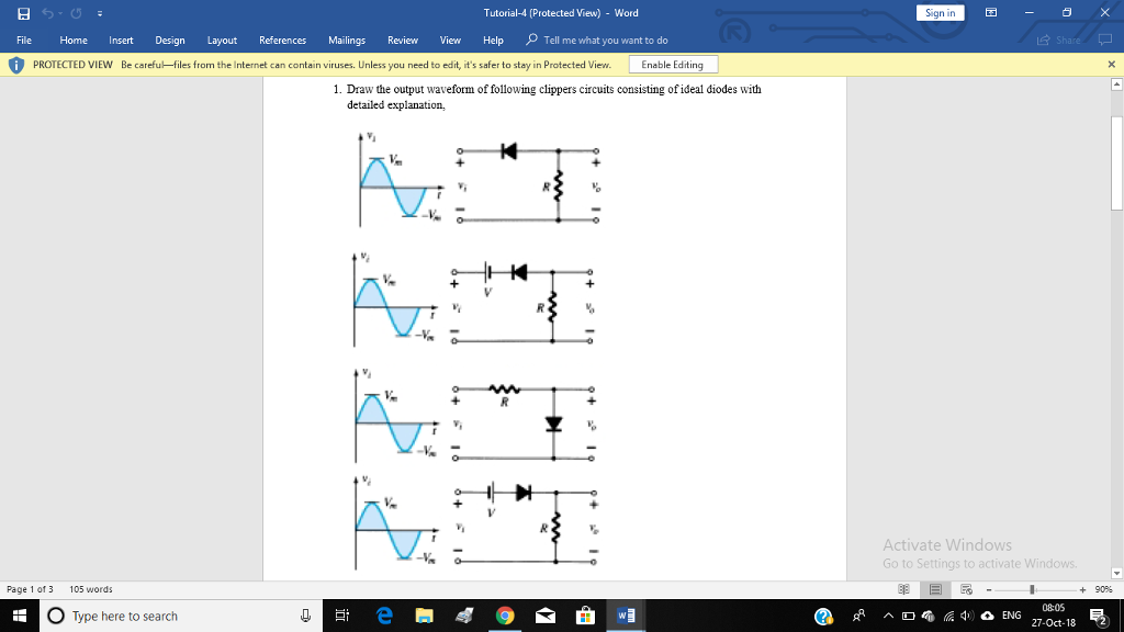 Solved Tutorial-4 (Protected View) - Word Sign in File Home | Chegg.com