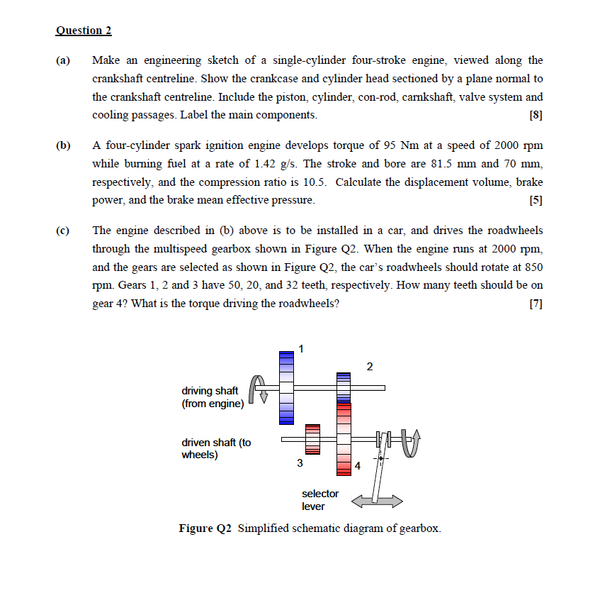 Solved (a) Make an engineering sketch of a single-cylinder | Chegg.com