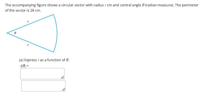 Solved The accompanying figure shows a circular sector with | Chegg.com