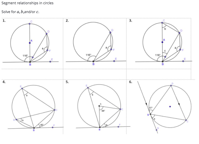 Solved Segment relationships in circles Solve for a, | Chegg.com
