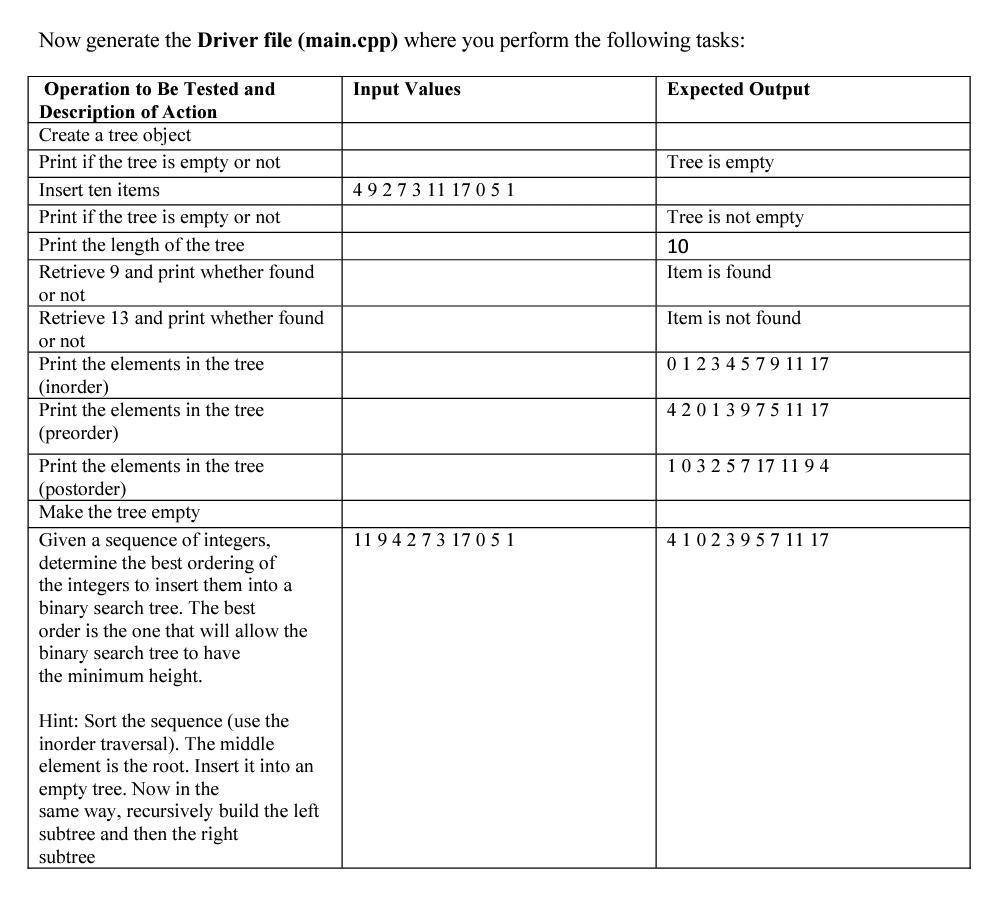 Design and implement the Binary Search Tree ADT. | Chegg.com Design and implement the Binary Search Tree ADT. | Chegg.com