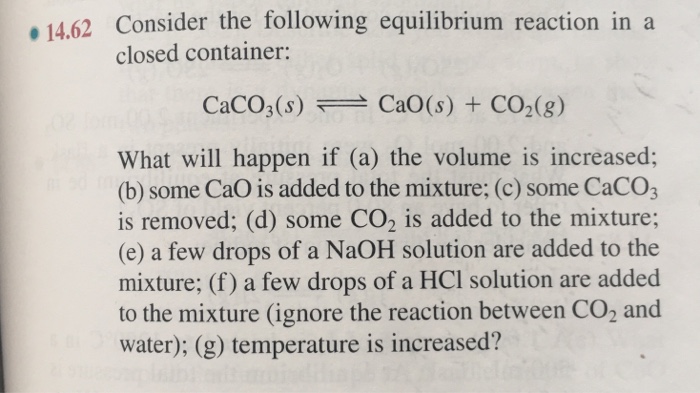Solved Consider the following equilibrium reaction in a | Chegg.com