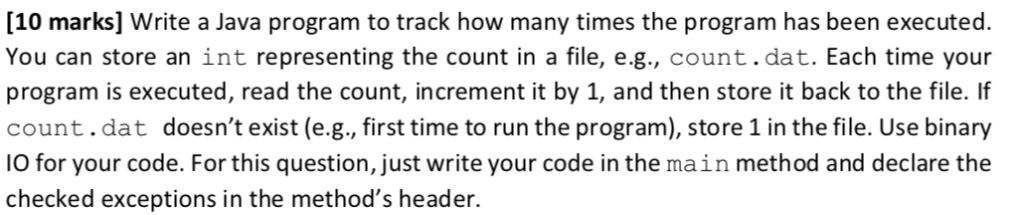 Solved 10 Marks Write A Java Program To Track How Many 7199