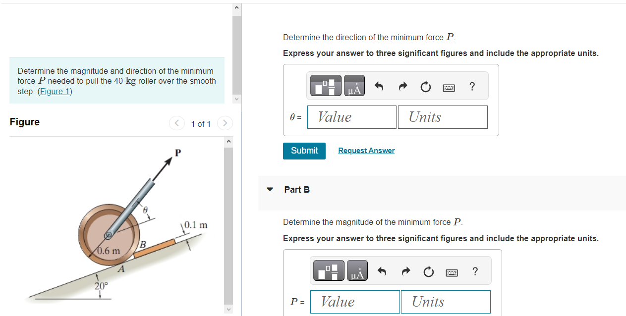 Solved Determine the direction of the minimum force P. | Chegg.com