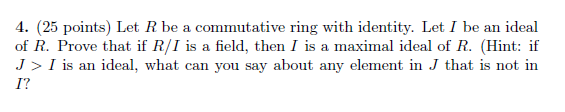 Solved 4. (25 points) Let R be a commutative ring with | Chegg.com