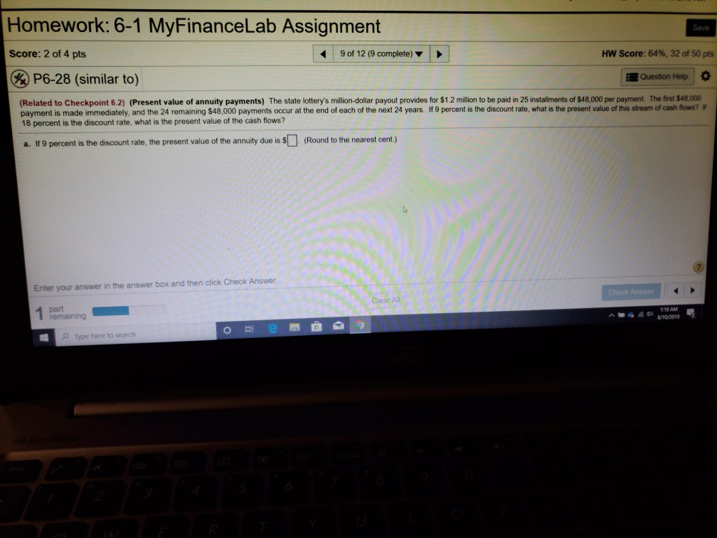 Solved Save Homework: 6-1 MyFinanceLab Assignment Score: 2 | Chegg.com