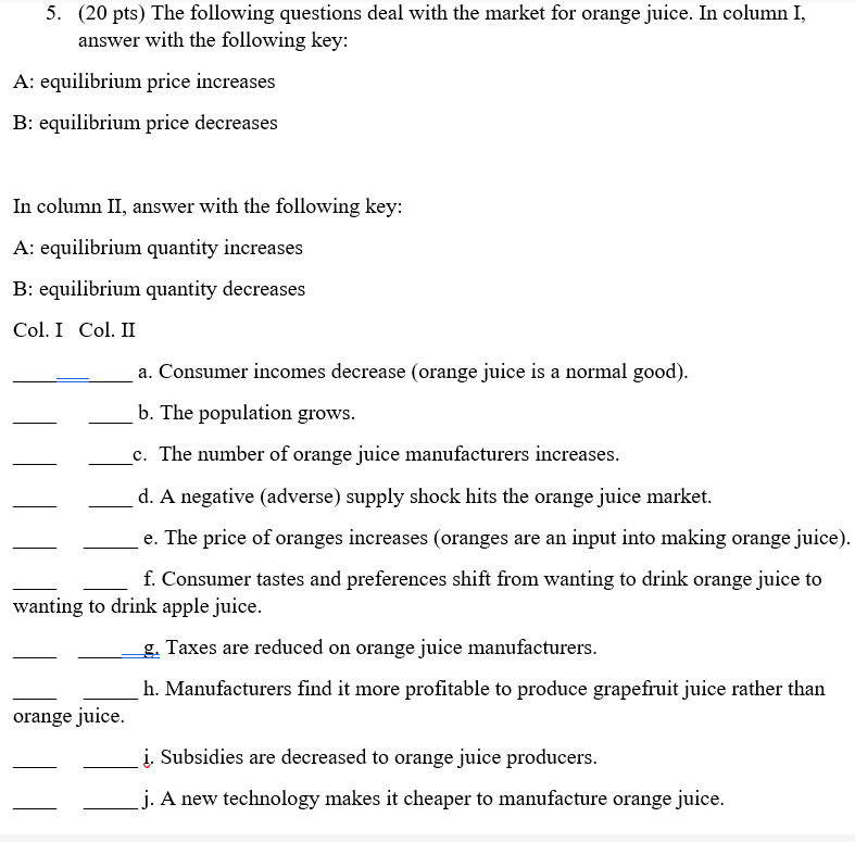 Solved 5. (20 pts) The following questions deal with the | Chegg.com