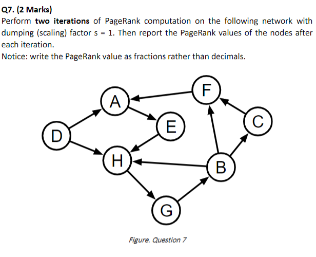 Solved Q7. (2 Marks) Perform two iterations of PageRank | Chegg.com Solved Q7. (2 Marks) Perform two iterations of PageRank | Chegg.com
