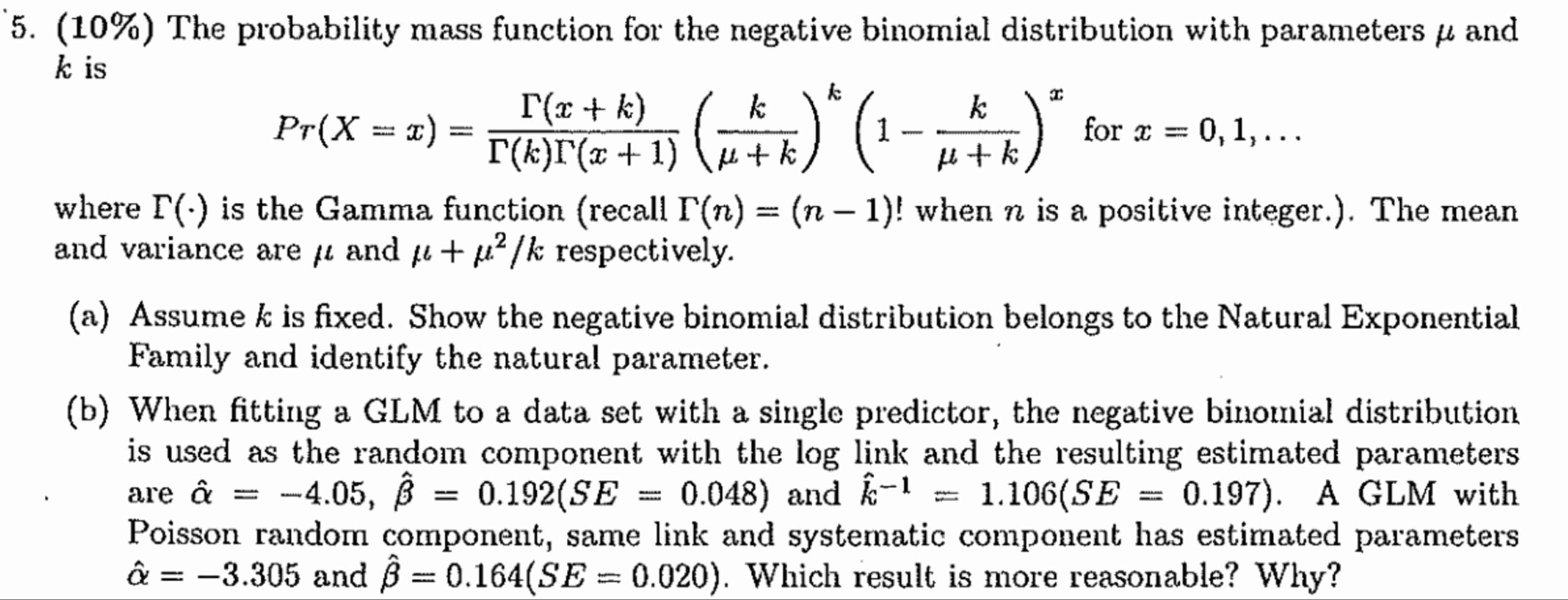 Solved (10%) ﻿The probability mass function for the negative | Chegg.com