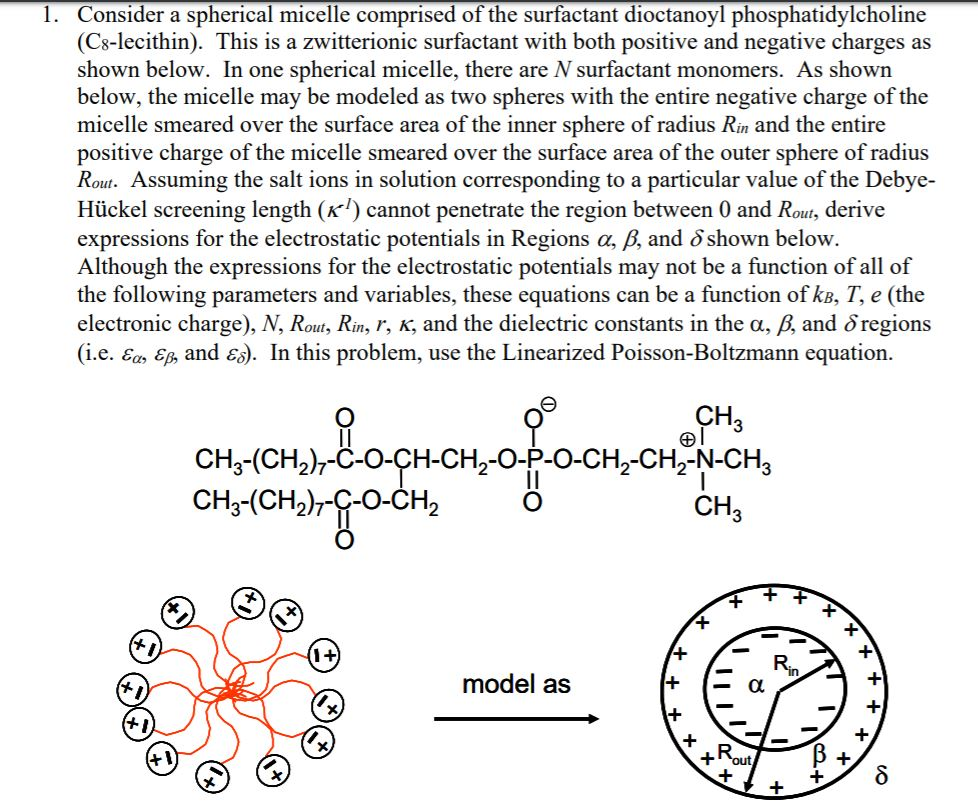 1. Consider a spherical micelle comprised of the | Chegg.com