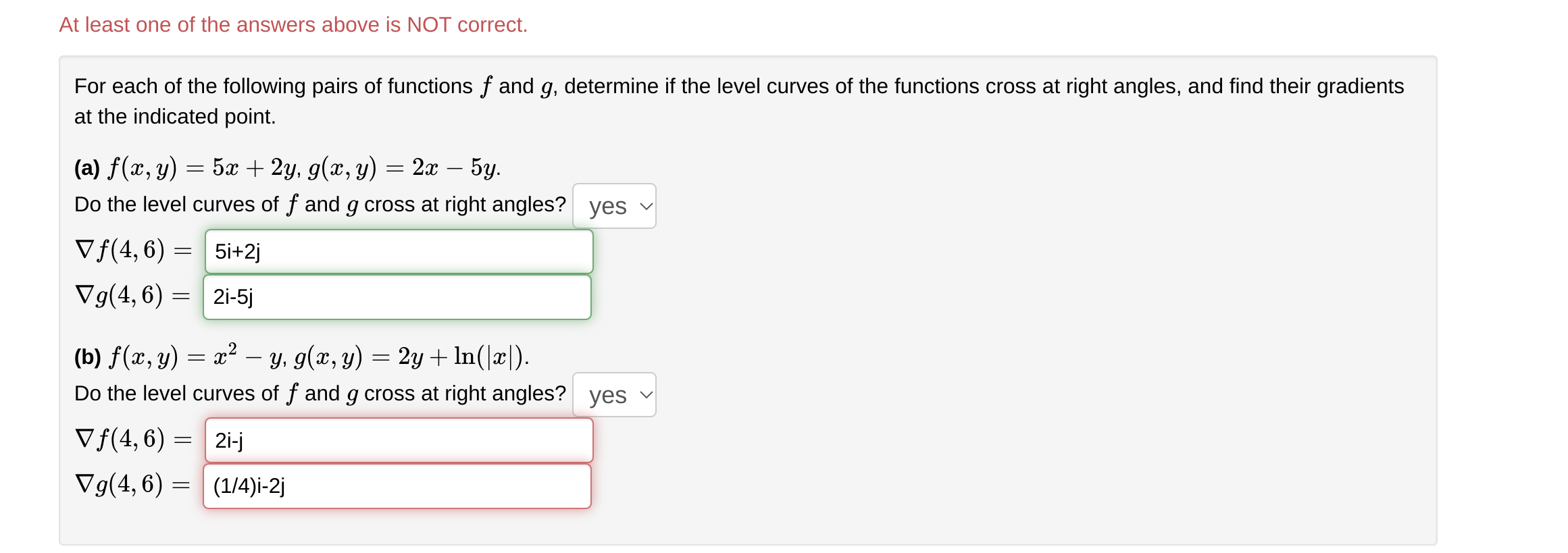 Solved At least one of the answers above is NOT correct. For | Chegg.com