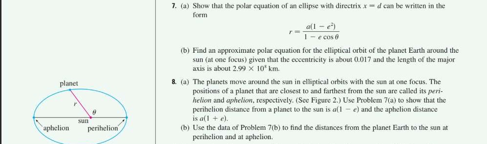 Solved 7. (a) Show that the polar equation of an ellipse | Chegg.com