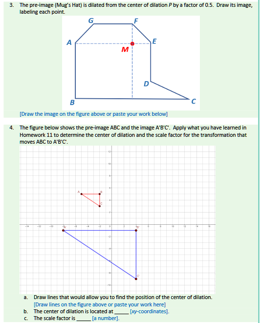 3. The pre-image (Mug's Hat) is dilated from the | Chegg.com