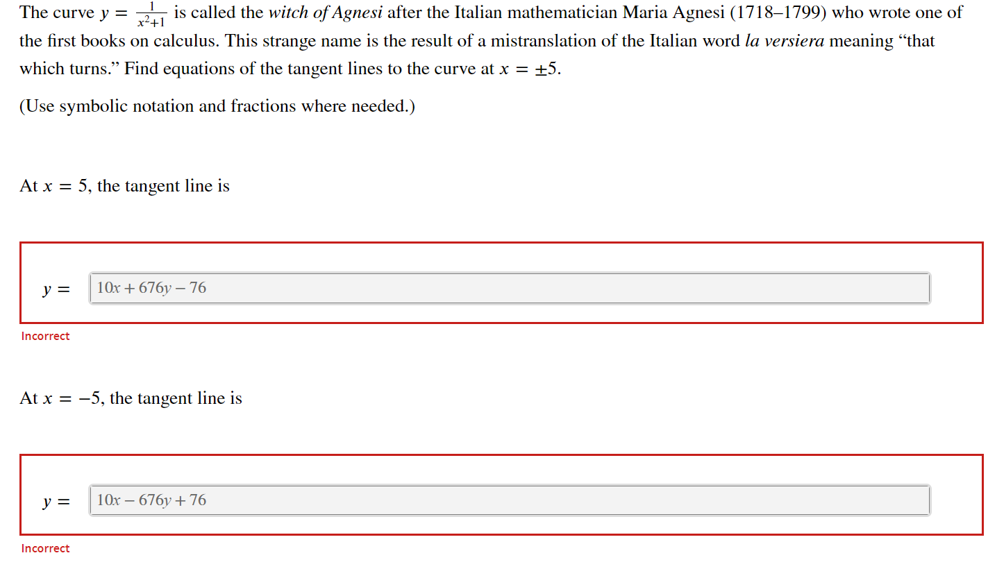 Solved The curve y=x2+11 is called the witch of Agnesi after | Chegg.com