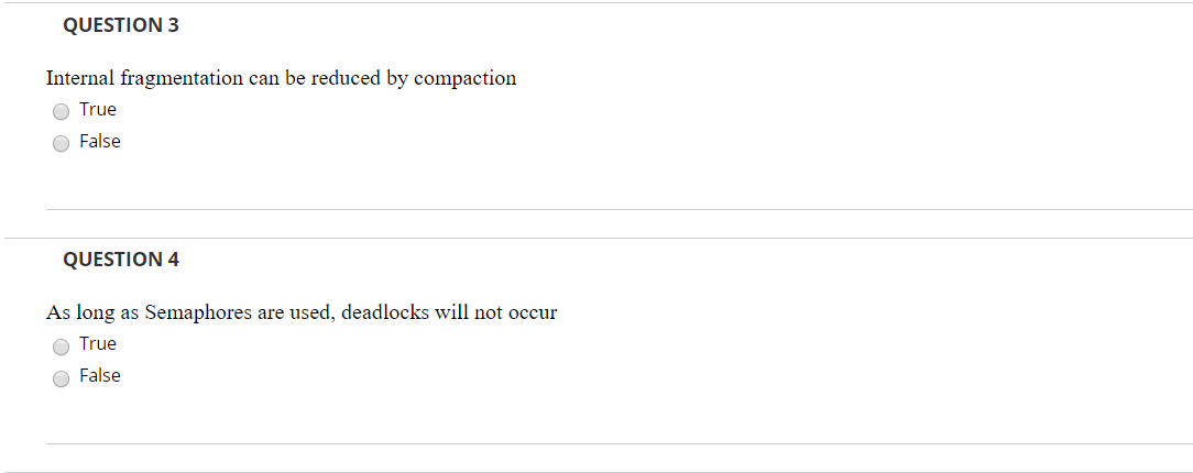 Solved QUESTION 3 Internal fragmentation can be reduced by | Chegg.com